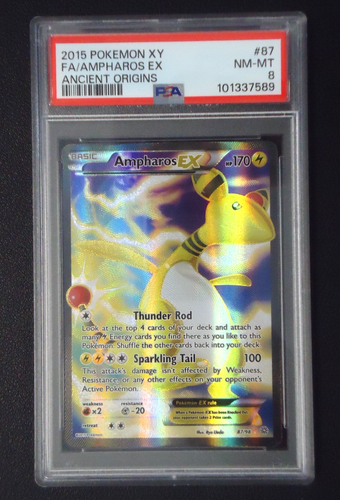 2015 POKEMON Ampharos EX Full Art XY Ancient Origins 87/98 - PSA NM-MT ...