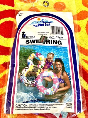 1992 The Wet Set Intex Inflatable Vinyl 20” Colorful Pool Beach Swim ...