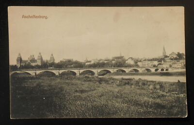 1910s Birdseye Panorama of Bridge Aschaffenburg Germany Bavaria Co ...