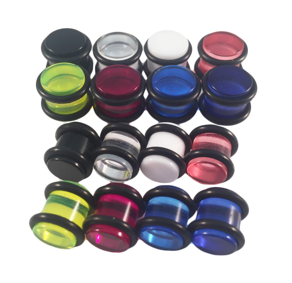 Ear Plugs Acrylic Stretching Tunnels Earlets Gauges With O-Rings 2mm ...