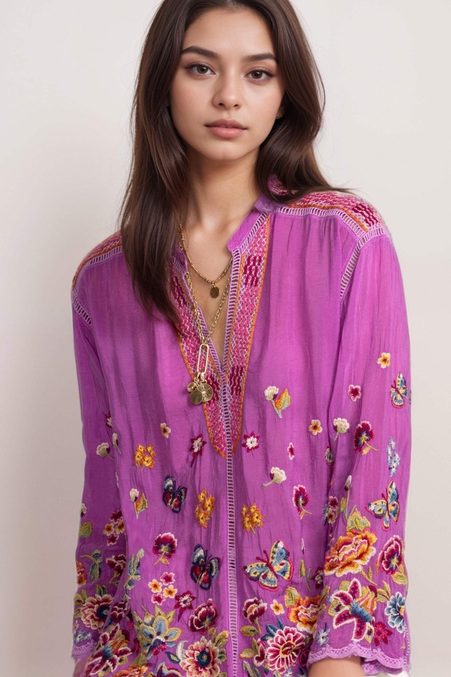 Johnny Was Purple Mathilde Maude Embroidered Blouse C11724-E | eBay