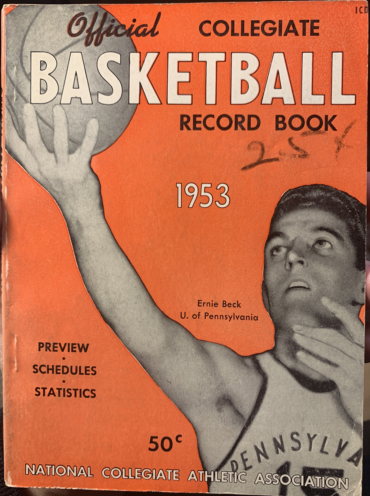 1953 Official Collegiate BASKETBALL Record Book VG 4.0 Ernie Beck ...