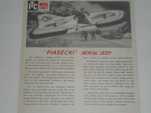 1958 ITC MODEL CRAFT PIASECKI VZ 8P AERIAL JEEP Model Kit 3674 ...