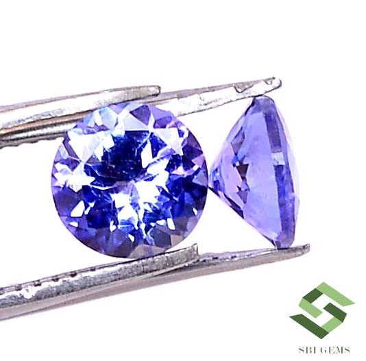5.25 mm Certified Natural Tanzanite Round Cut Pair 1.15 CTS Faceted ...
