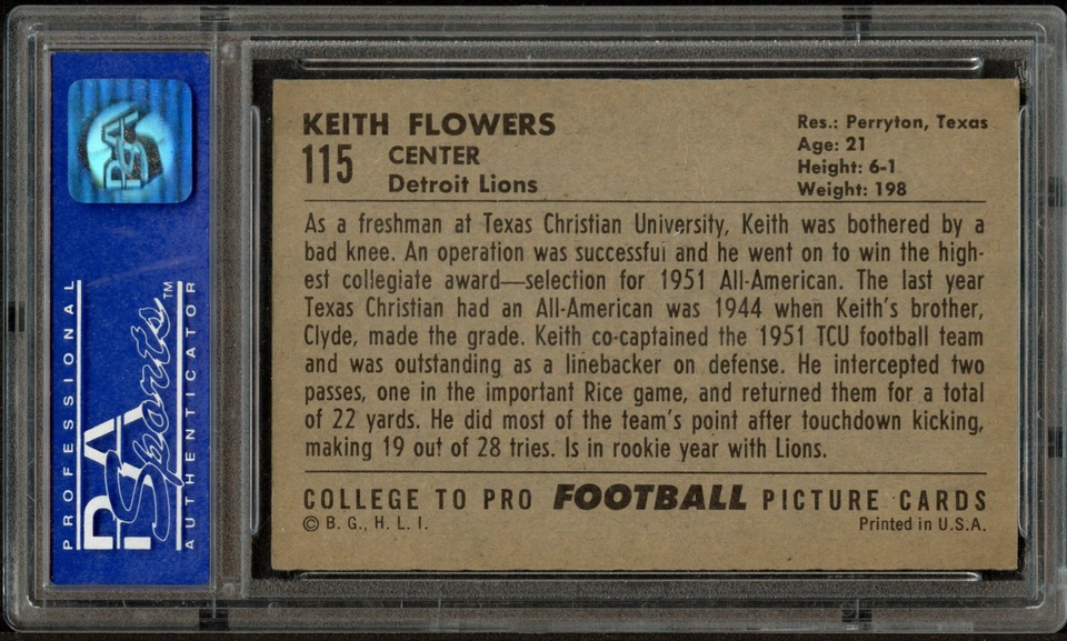 FB - 1952 Bowman Large - #115 - Keith Flowers - PSA 7 - NM | eBay