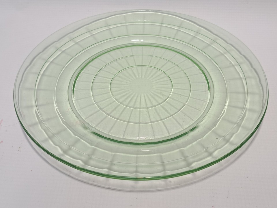 Vintage Hocking Depression Green Uranium Glass Block Optic Dinner Plate ...