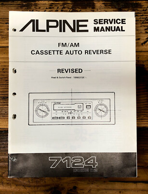 Alpine Model 7124 Car Radio / Cassette Revised Service Manual *Original ...