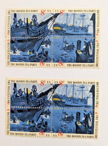 1973 Boston Tea Party 2 sets of four 8c US Postage Stamps Scott #1480 ...