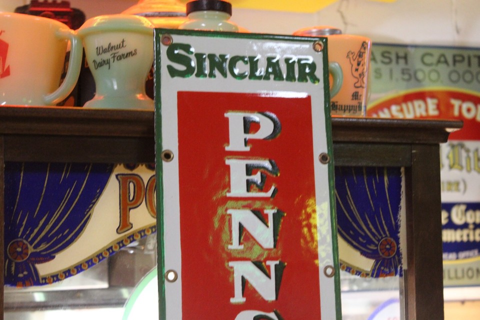 RARE SINCLAIR PENNSYLVANIA GAS SERVICE STATION DEALER PORCELAIN METAL ...