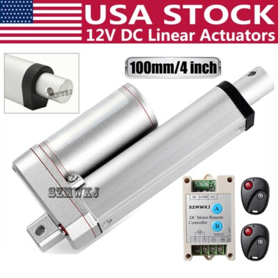 12V DC Heavy Duty 4" 1500N 330lbs Linear Actuator +Remote Control ...
