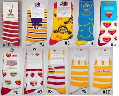 McDonalds McHappy Day Socks Birdie Grimace Stripes Hearts Hero Peace ...
