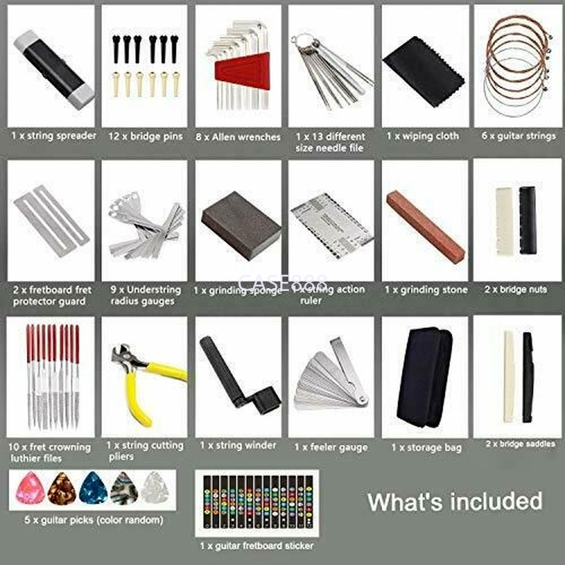 72 Pcs Guitar Tool Kit, Professional Guitar Repairing Maintenance Tool ...