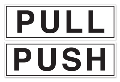 PUSH & PULL BLACK AND WHITE HORIZONTAL, car, van decal sticker ...