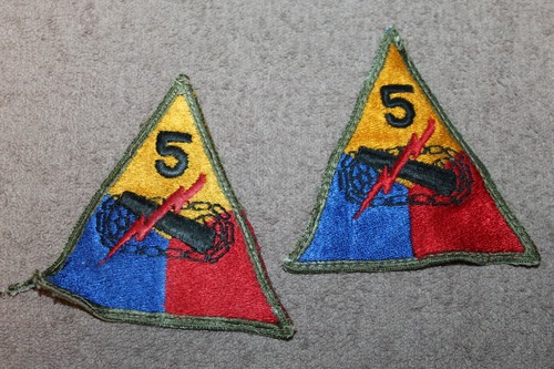 Two Original WW2 U.S. Army 5th Armored Division Triangle Uniform ...