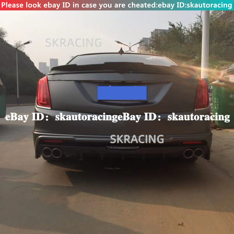 For Cadillac CT6 2016-2018 Gloss Black FRP Rear Trunk Spoiler Wing Flap ...