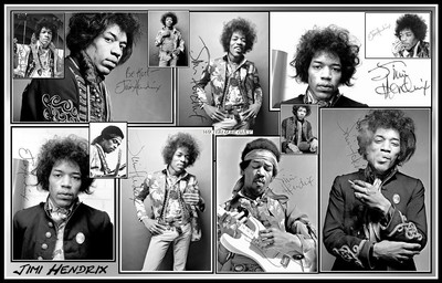 Jimi Hendrix, Signed, Collage Cotton Canvas Image. Limited Edition (JH ...
