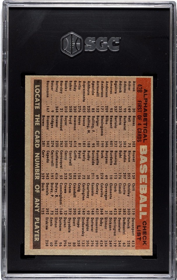 1958 Topps #428 Cincinnati Redlegs Team Card Reds SGC 7 NM | eBay