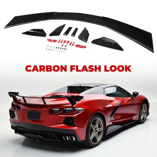 Rear High Wing Spoiler GM For 2020-2024 Corvette C8 Carbon Flash Black ...
