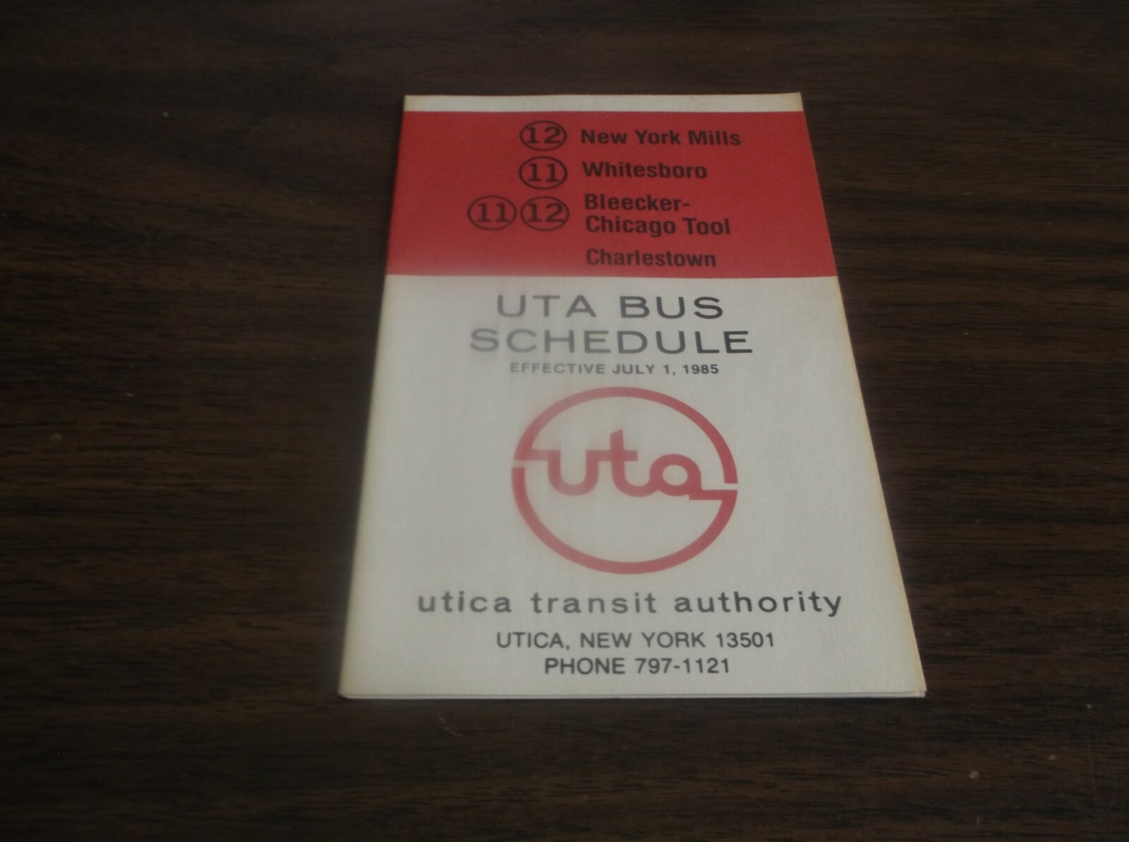 JULY 1985 UTICA NEW YORK UTA ROUTES 11 12 BUS SCHEDULE | eBay