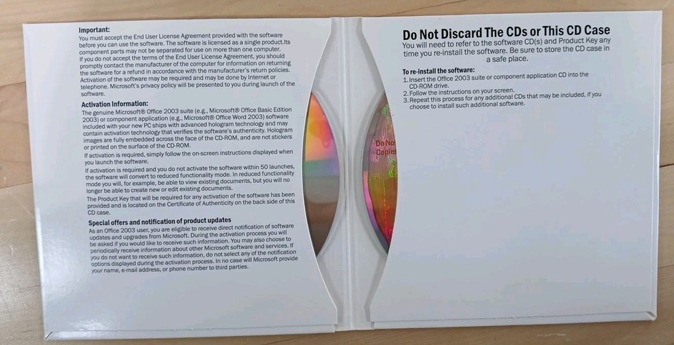 Microsoft Office Small Business Edition 2003 w/ BCM 2-CDs Product Key ...