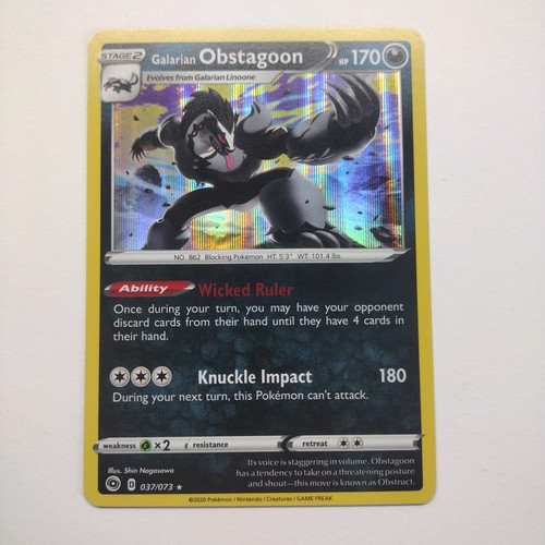 Galarian Obstagoon 037/073 - Pokemon Champion's Path - Holo - NM / Mint ...