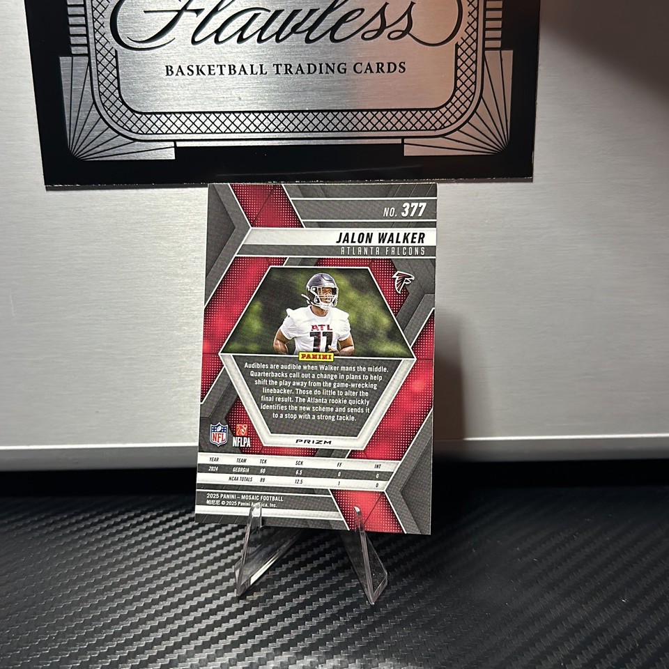Jalon Walker RED & WHITE STRIPE PRIZM ROOKIE SP 2025 PANINI MOSAIC #377 ...
