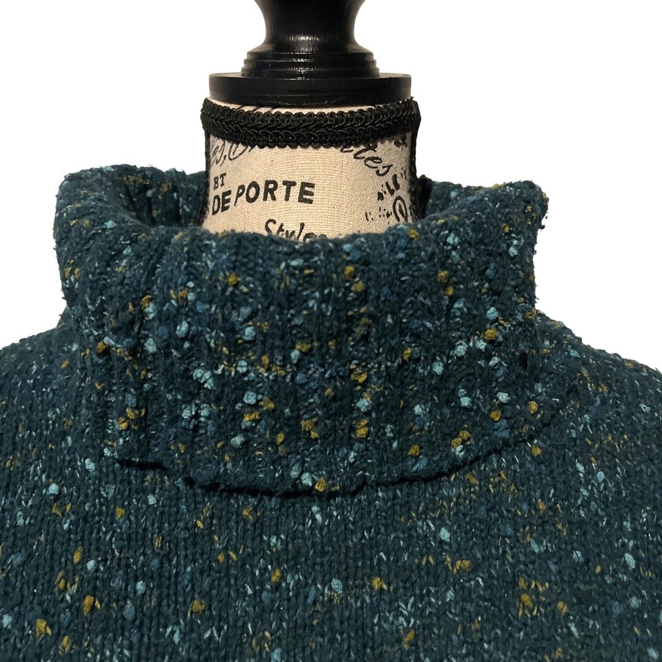 J. Jill Multi Tweed Turtleneck Sweater Prussian Blue Medium EUC | eBay