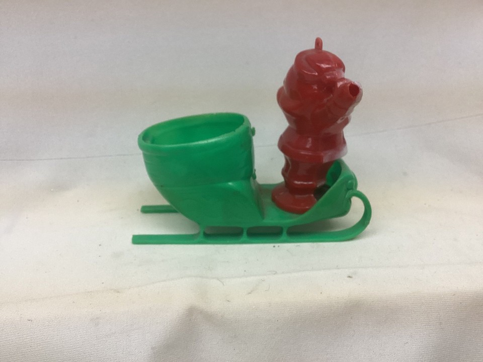 Vintage Plastic Rosbro Santa Green Sleigh Candy Container Christmas ...