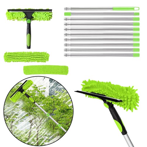 Long Reach Window Cleaning Kit 4.5m with Microfibre Cloth & 10 Pole ...