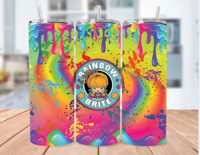 Rainbow Brite 80s Wrap Design Skinny Stainless Steel Tumbler With Straw ...