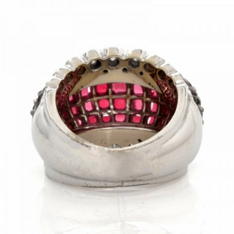Estate 11.30 Carat Ruby & Cubic Zirconia 925 Sterling Silver Cocktail ...