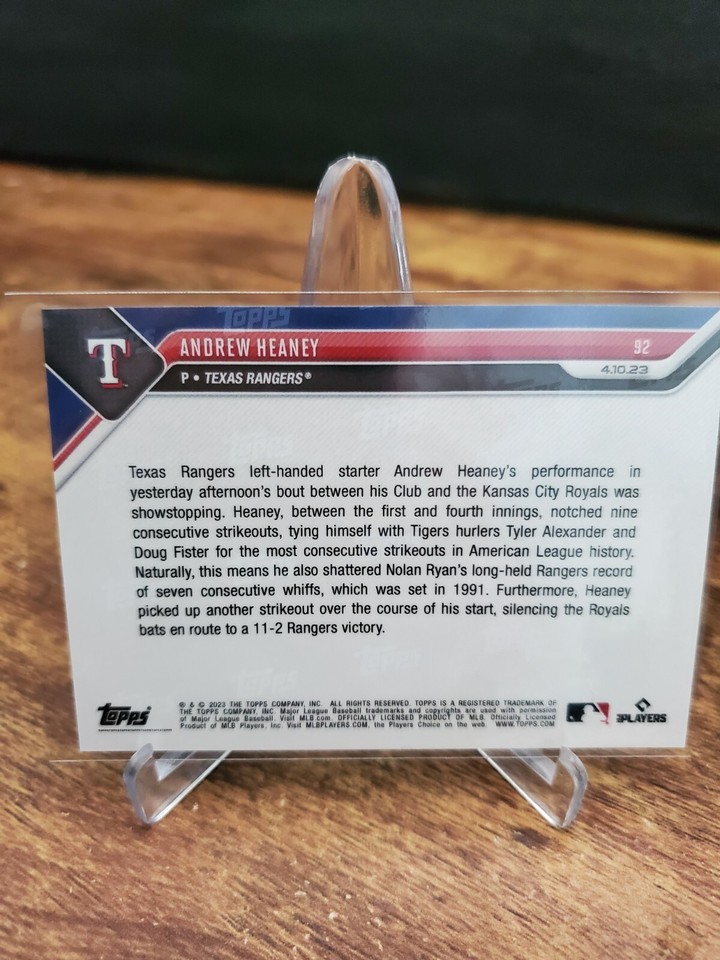 Andrew Heaney - 2023 MLB TOPPS NOW Card 92 9 Consec Whiffs - Blue ...
