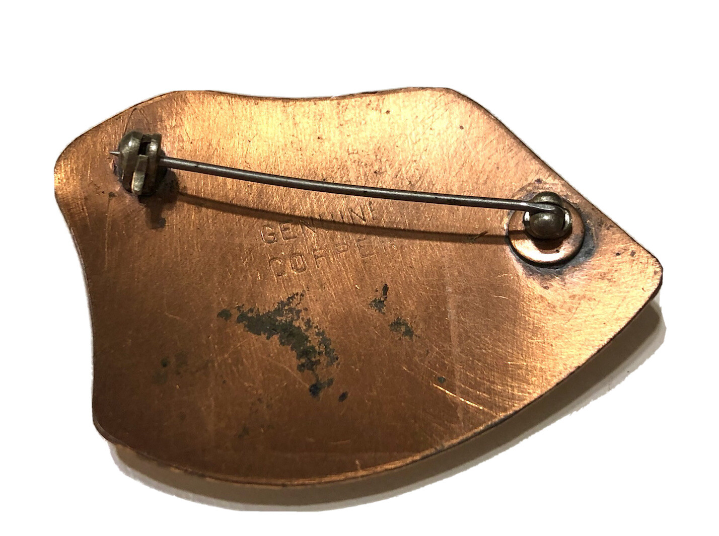 Vintage Copper Enamel Brooch Pin Mid Century Modern - Gem