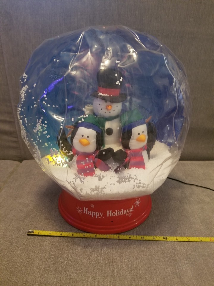 Gemmy Airblown Inflatable 15” Snow Globe Penguins Snowman Motion ...
