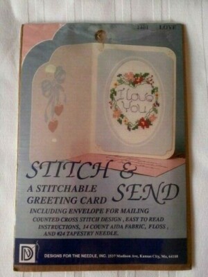 Stitch & Send Stitchable Greeting Card/ Cross Stitch Kit/ #2101 "Love ...