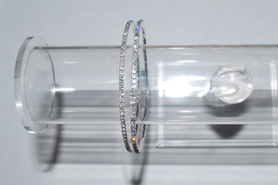 5 Beautiful Crystal Rhinestone Silver Bangle Bracelets 2 1/2" - E22 | eBay