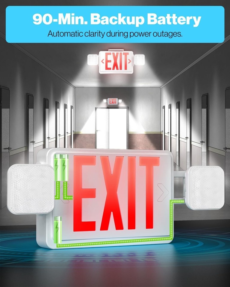6-Pack Led Emergency Exit Light Red Letter Exit Signs Combo with ...