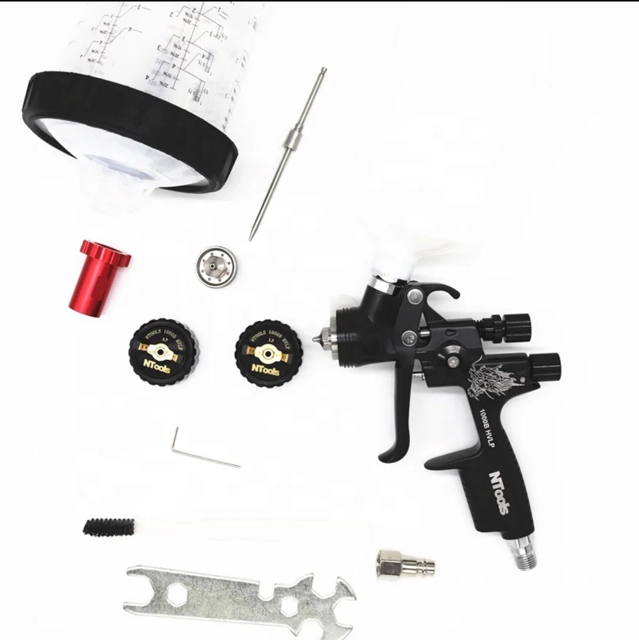 Spray Paint Gun 1000B with 2 In 1 1.3mm / 1.7 Nozzle Cars Painting ...