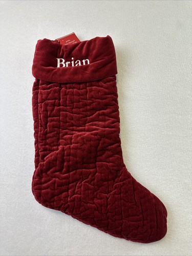NWT Pottery Barn Christmas Stocking BRIAN Quilted Red Large | eBay