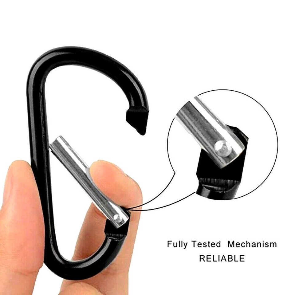 10/200 PCS Aluminum Carabiner D Shape Spring Clip Snap Key Hook ...