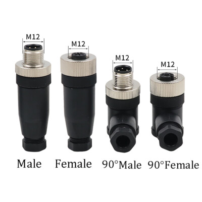PG7 M12 Sensor Connector 4/5/8/12 Pin Male/Female Straight/Right Angle ...