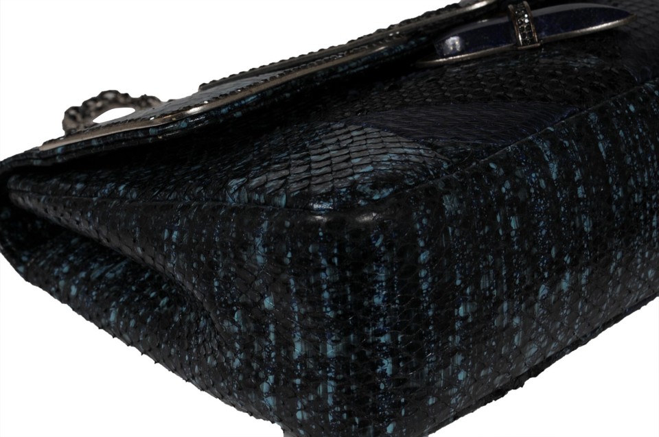 Judith Leiber Zahara Patchwork Python Snake Shoulder Bag Lapis Chain ...