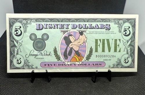 1987 5 Dollar Goofy Disney Dollar (Uncirculated Condition) Rare Crisp ...