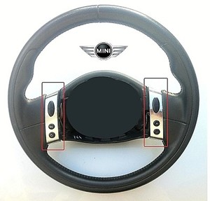 BMW MINI ONE / COOPER STEERING WHEEL TRIMS (6 BUTTON)- BRUSHED CHROME ...