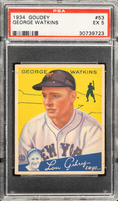1934 Goudey #53 George Watkins New York Giants PSA 5 EX | eBay