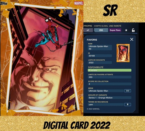 Topps Marvel Collect SR Ultimate Spider-Man #9 orange motion 2022 ...