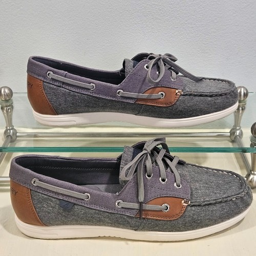 Sperry Top Sider Gray Fabric Boat Shoe Slip-On STS 97705 Women's Size ...