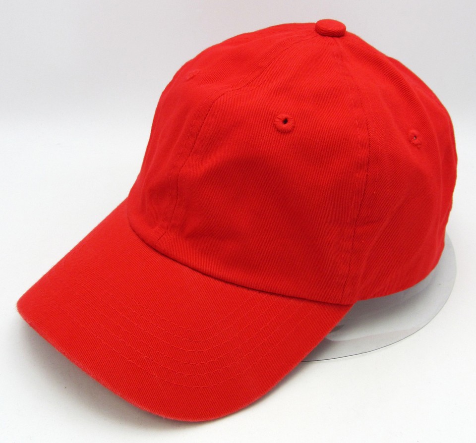 Red Ball Cap Unstructured Dad Hat 100%cotton Adjustable OSFM Curved ...