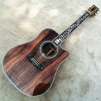 All Koa Wood 41 Inches D Type Cutaway Acoustic Guitar Abalone Ebony ...