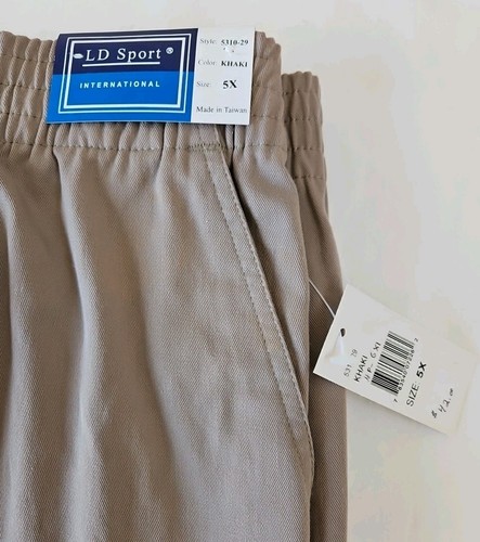 NWT LD Sport International Khaki Elastic Waist Short 5X 56" Waist 8.5 ...
